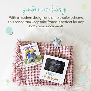 Tiny Ideas Love at First Sight Sonogram Picture Frame, Gender Neutral Ultrasound Keepsake, Ideal Pregnancy Gift, Baby Shower and Nursery Decor, 4” x6” Photo Insert, Gold, Silver And White