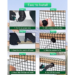 FUTRPOW Solar Panel Bird Guard,6inx120ft Critter Guard with 100pcs Fastener Clips,PVC Coated Galvanized Critter Guard for Solar Panels,Solar Panel Mesh with Plier,Gloves for Bird Proofing