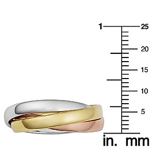 Kooljewelry 14k Tricolor Gold High Polish Trinity Rolling Ring for Women