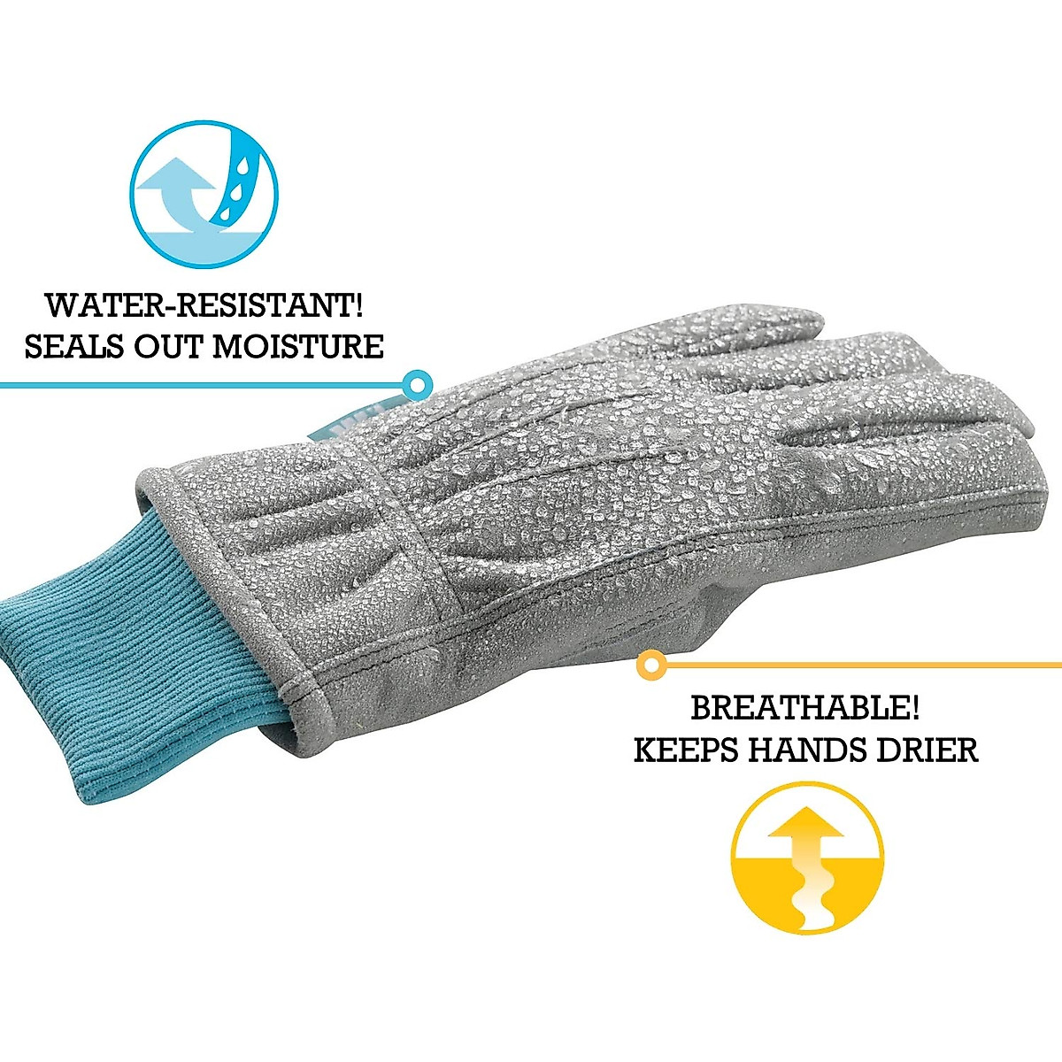 Wells Lamont Women's Winter HydraHyde Water-Resistant Warm Leather Gloves, Medium 1083M, Gray