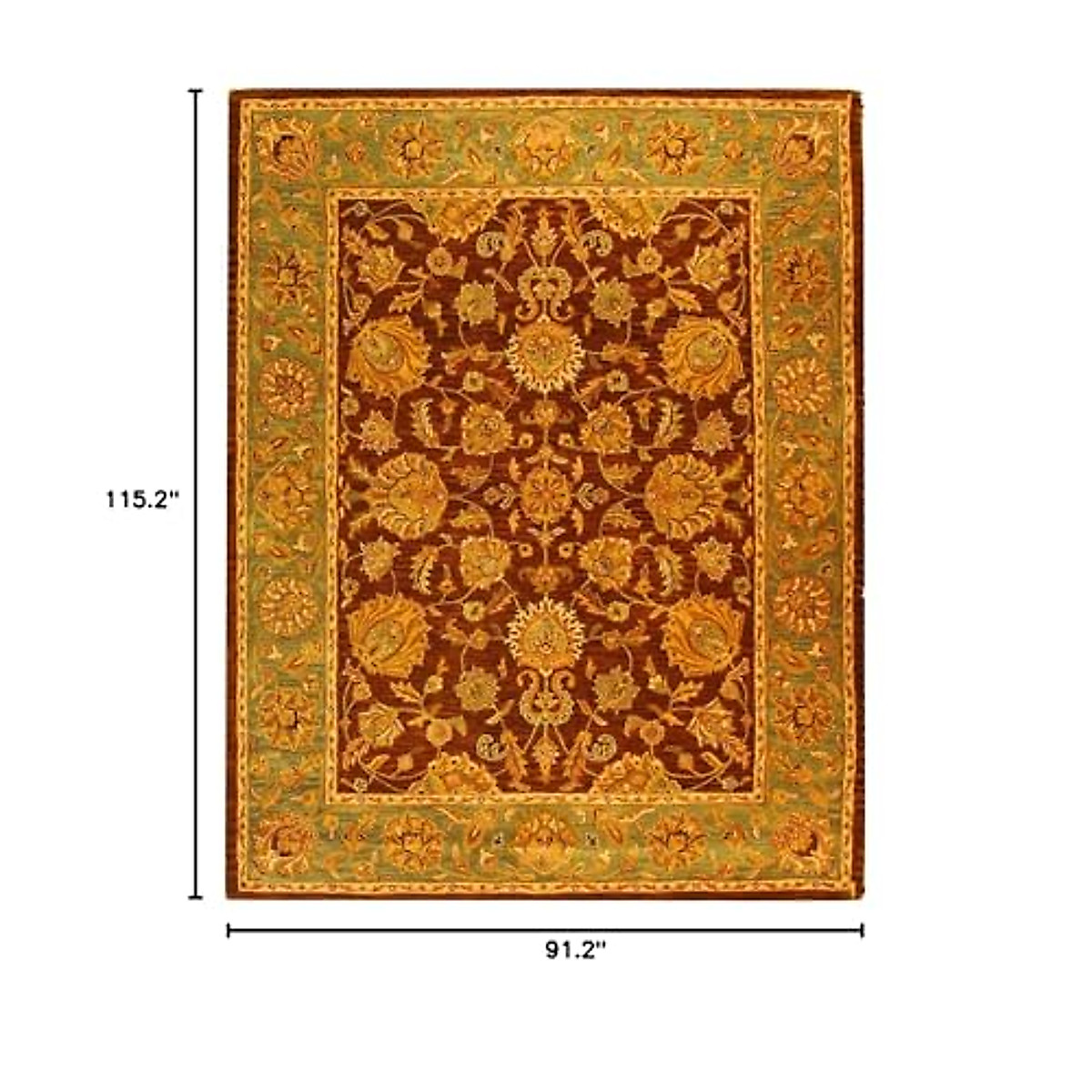 SAFAVIEH Heritage Collection 7'6" x 9'6" Brown / Blue HG343J Handmade Traditional Oriental Premium Wool Area Rug