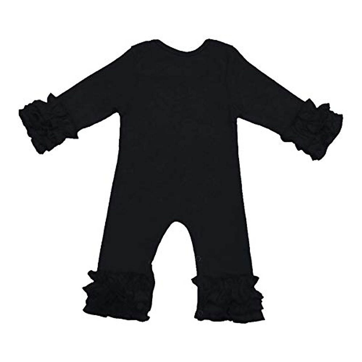 IBTOM CASTLE Baby Girls Boys Christmas Icing Ruffle Jumpsuit Pants Plain Layering Bodysuit Romper Long Sleeve Pajamas Birthday Outfits Black 0-3 Months