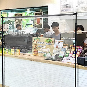 BannerBuzz Sneeze Guard, Adjustable Banner Stand, 580GSM Full Tarp PVC Clear Vinyl with Black Coated Aluminium, Vision Clarity Up to 90% (5' W x 5' H)