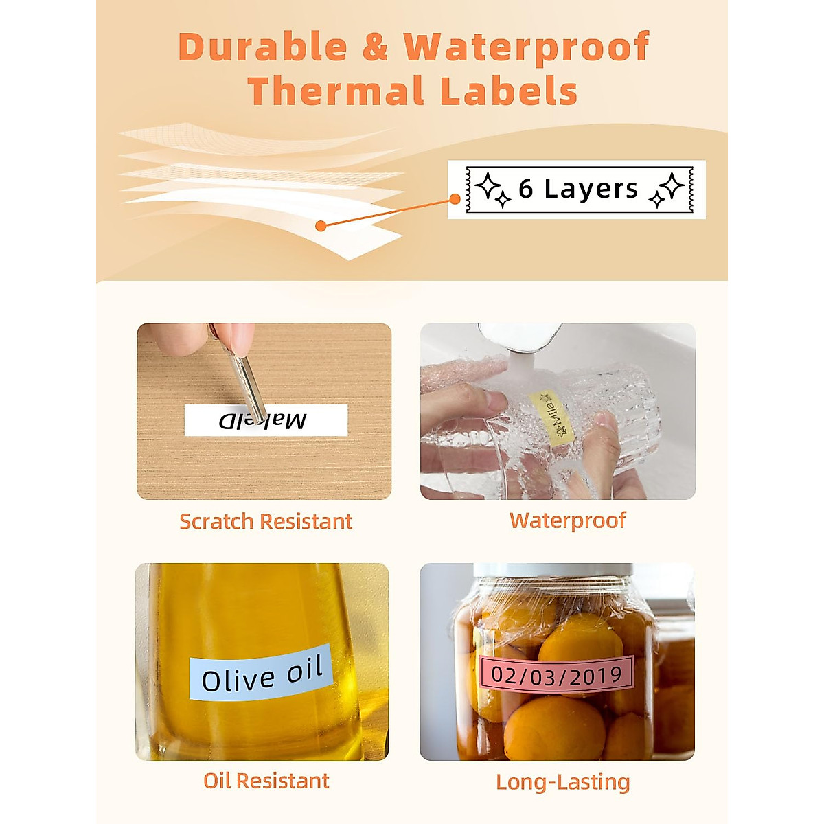 MakeID White Label Maker Tape Adapted Label Print Paper Refills Standard Laminated Office Labeling Tape Replacement 0.63'' x 13' (16mm x 4m) Work with Label Maker Model L1 Q1 E1