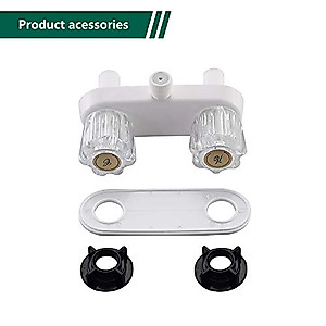 AiHom Motorhome ABS Dual-Handle RV Shower Faucet Valve Diverter with Crystal Acrylic Knobs, White Finish