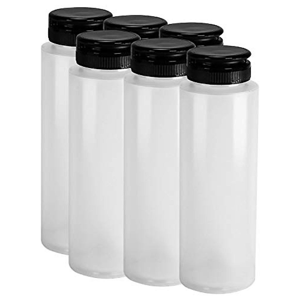 Pinnacle Mercantile Easy Squeeze Plastic Condiment Bottles with Black Flip Top Cap 8 oz Empty Set 6