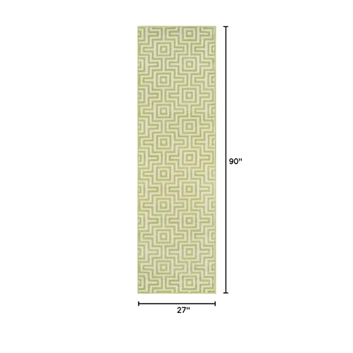 Momeni Rugs , Baja Collection Contemporary Indoor & Outdoor Area Rug, Easy to Clean, UV protected & Fade Resistant, 2'3" x 7'6" Runner, Green