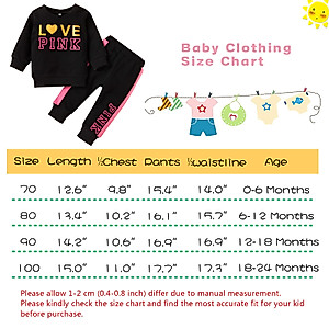 U·nikaka Toddler Girl Clothes Sweatshirt Outfits Sweatsuit Winter Fall Sweatpants Pant Clothing Set Black 18-24 Months