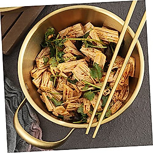 Tofficu 1pc Stainless Steel Instant Noodle Bowl Hot Pot Korean Noodle Pot Japanese Pot Noodles Pan with Lid Hot Pot Cooker Mini Cooking Utensils Kitchen Gadget Useful Soup Pot