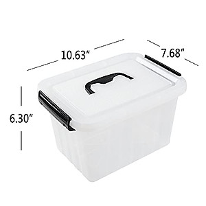 Sandmovie 8 Quart Clear Plastic Storage Bins with Lids, 6 Packs