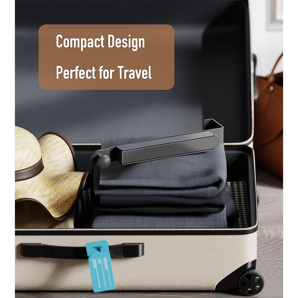 KitchLife Folding Clothes Drying Rack with Over The Door Foldable Travel Hanger with Retractable Hanging Rod– Space Saving Laundry Solution, Space Grey