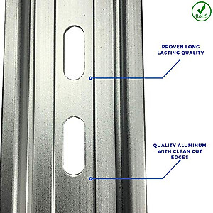 ICI T&G 2 Pieces DIN Rail Slotted Aluminum RoHS 12" Inches Long 35mm Wide 7.5mm High