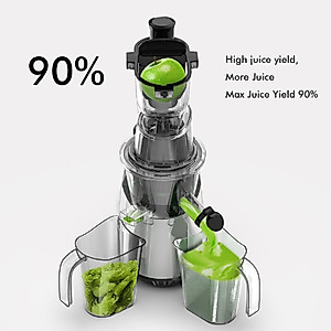 SiFENE Whole Fruit Cold Press Juicer Machine - Vertical Slow Masticating Juicer with Large 3.3in Feed Chute - Easy to Clean, Ideal for Whole Fruits & Vegetables, Gray