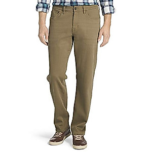 IZOD Men's Relaxed Fit Comfort Stretch Denim Jeans, Vintage Khaki, 32W X 32L