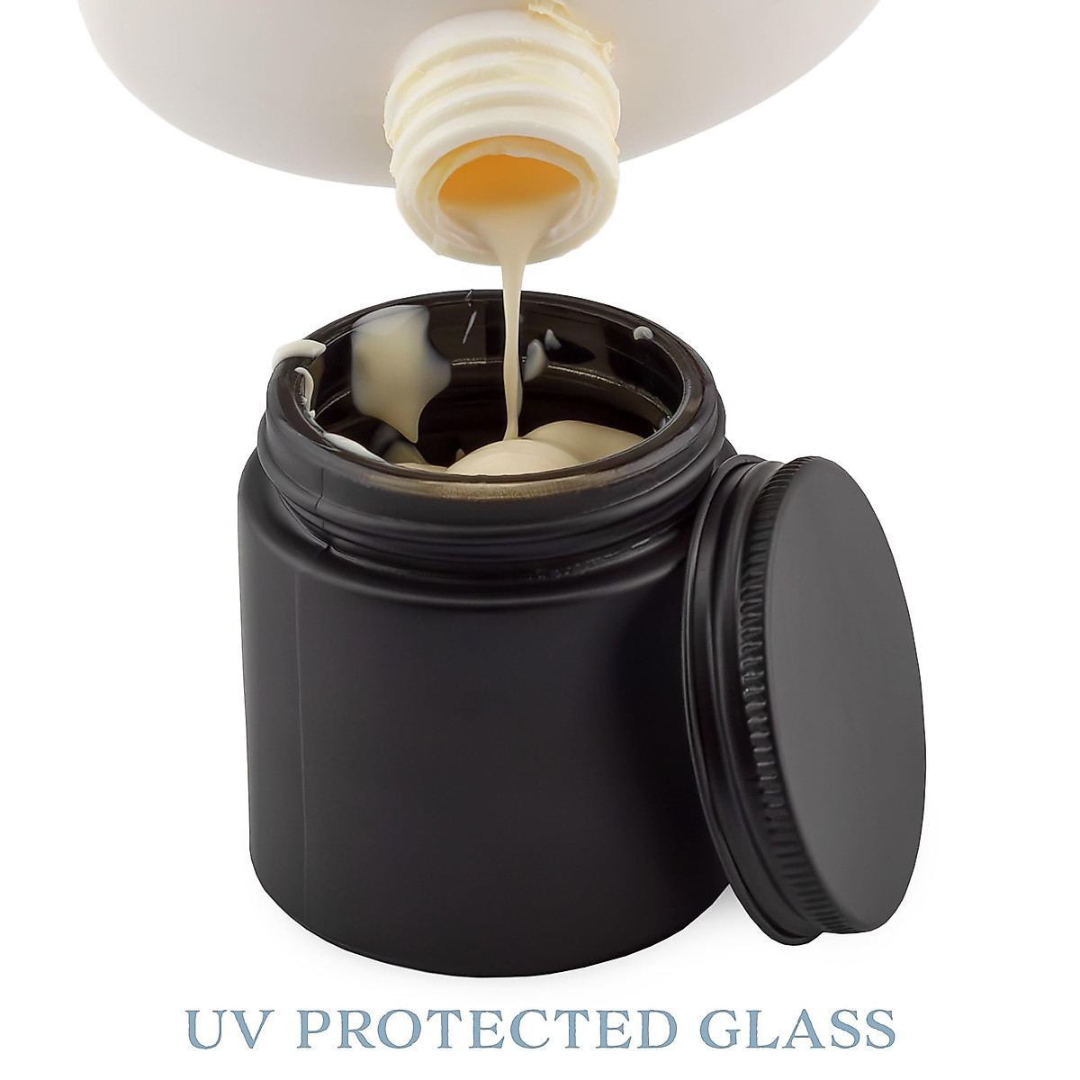 Cornucopia 4oz Black Coated Glass Jars (12-Pack); Cosmetic Jars with Black Metal Lids and Black Matte Exterior, 4-Ounce