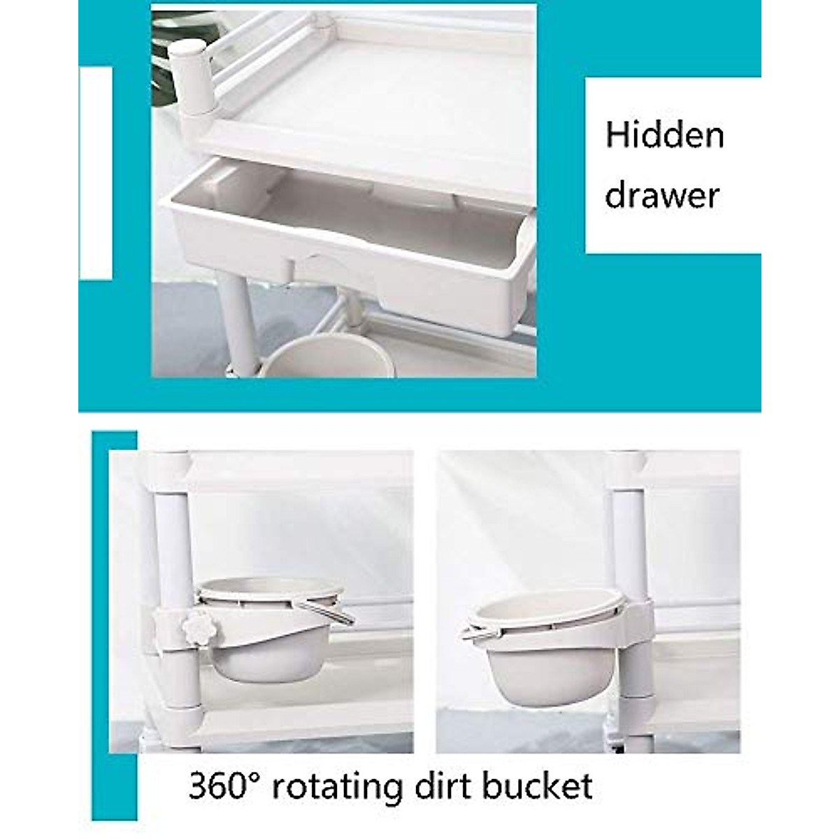 for Storage Organizer,Shelving Unit on Wheels,Hospital Equipment Trolley with Drawer/White/54 * 37 * 98Cm, PIBM, White, 76 * 53 * 98Cm