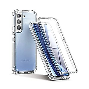 SURITCH for Samsung Galaxy S22 Clear Case 6.1" (Only), [Built-in Screen Protector] Full Body Protective Hard Shell+Soft TPU Phone Case for Samsung S22 -(Full Clear)