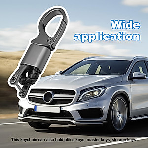 Augeny 2PCS Car Key Fob Keychains, 360 Degrees Rotatable Leather Keys Chain Holder with Anti-Lost D-Ring, Universal Sturdy Metal Key Chains with Screwdriver for Women and Men （Black）