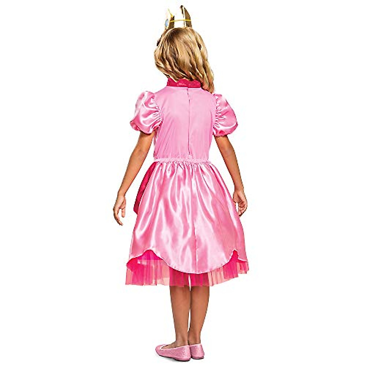 Disguise Princess Peach Costume Dress, Nintendo Super Mario Bros Classic Dress Up Outfit for Girls, Kids Size Pink Medium (7-8)