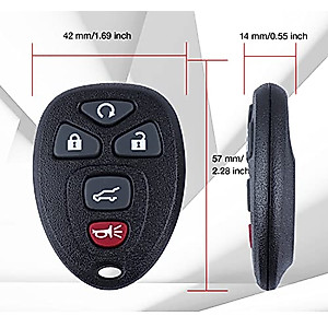 Keyless Entry Remote Control Car Key Fob for 2007-2016 Chevy Suburban Tahoe Traverse/Buick Enclave/GMC Acadia Yukon/Cadillac Escalade FCCID: OUC60270 OUC60221(5Btn 2 Pcs)