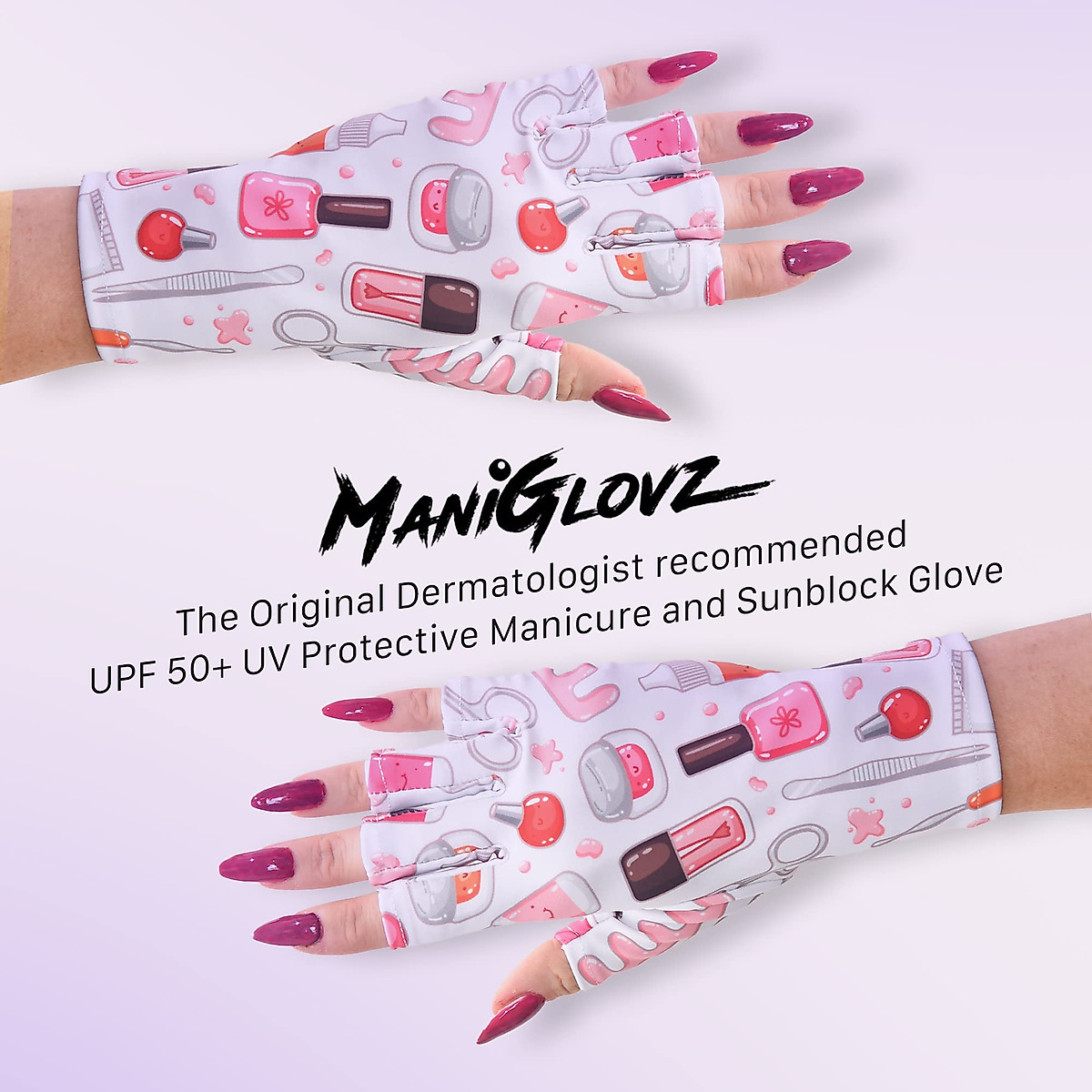 ManiGlovz - Original UPF 50+ UV Light Protective Nail Gloves | Gel Manicure & Anti UV Fingerless Gloves for Women | Driving Sun Protection