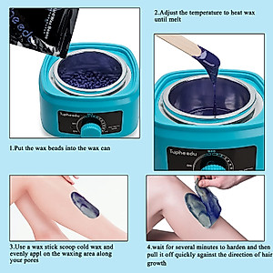 Tupheedu Waxing Warmer for Hair Removal - Painless Stripless Waxing Kit for Women and Men with 4 Wax Beans for Coarse Hair, Eyebrows, Armpits, and Bikini Area