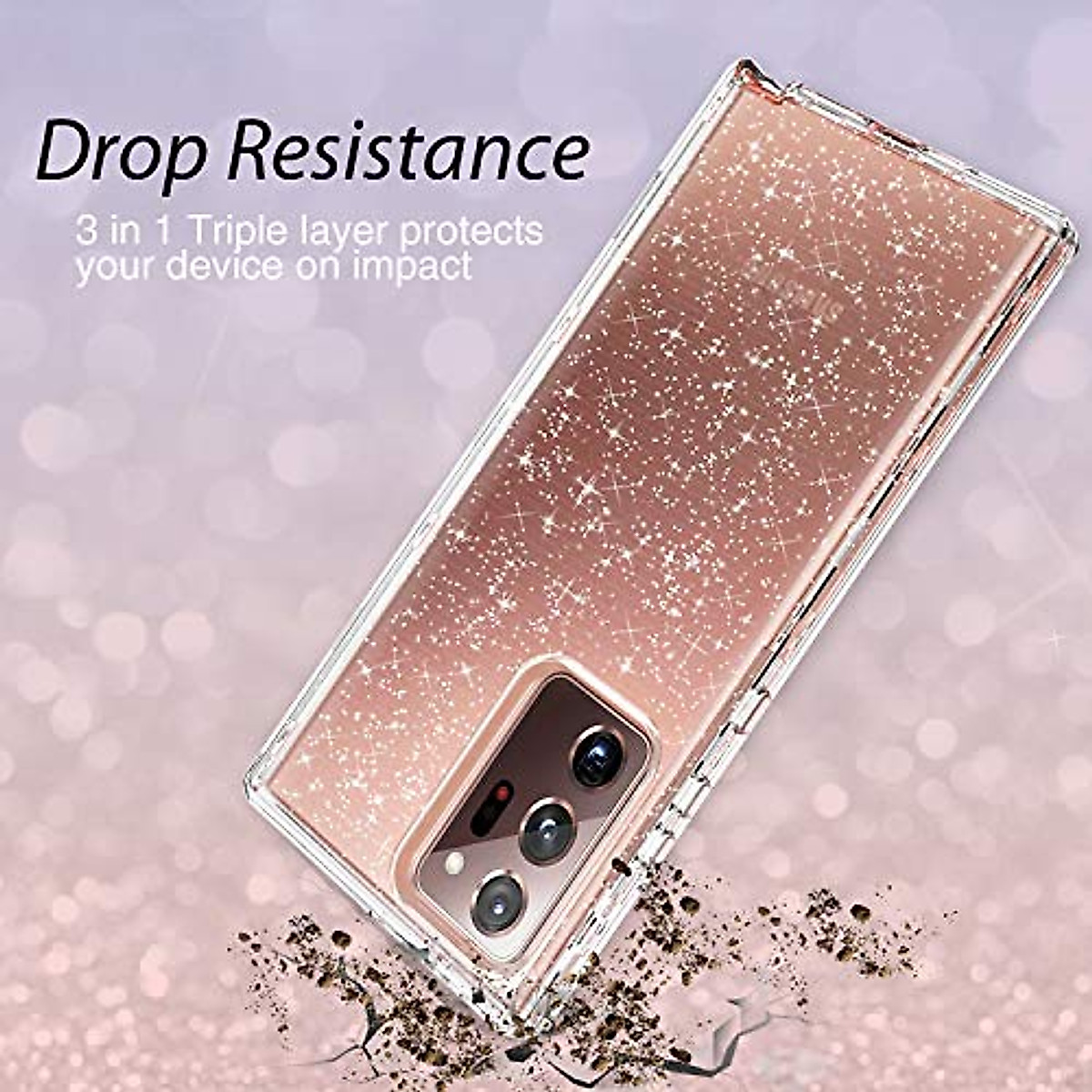 Coolwee Crystal Glitter Full Protective Case for Galaxy Note 20 Ultra 5G Heavy Duty Hybrid 3 in 1 Rugged Shockproof Women Girl Transparent for Samsung Galaxy Note 20 Ultra Shiny Clear Bling Sparkle