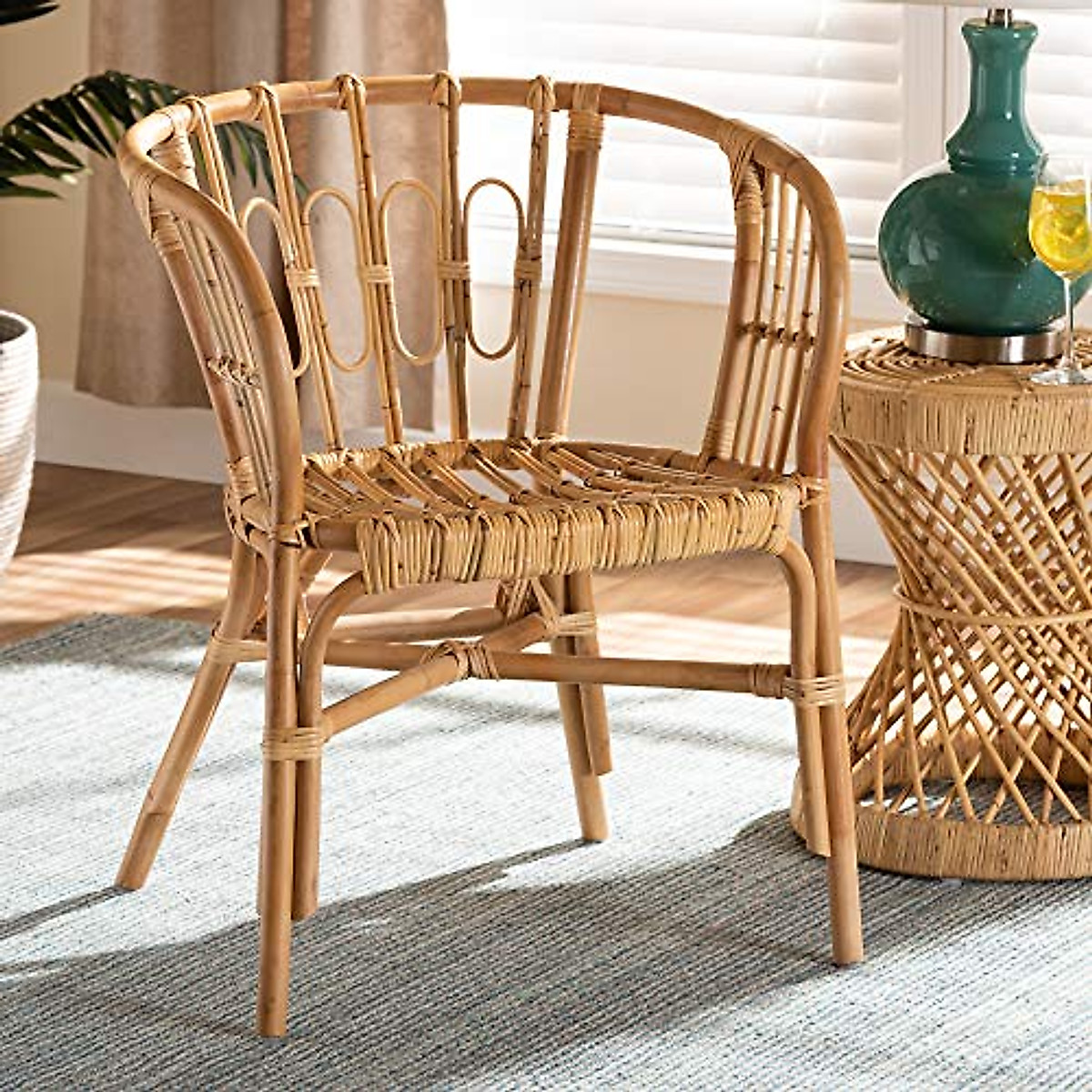 bali & pari Luxio Modern and Contemporary Natural Rattan Dining Chair