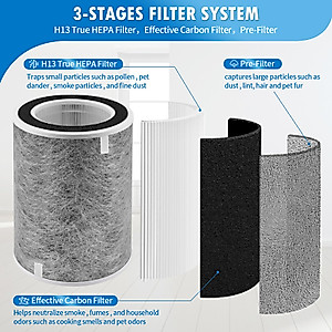 FURCIELOS HP201 HP202 True HEPA Filter Compatible with Shark HP201 HP202 HP301 HP302 UA205 AP1000 HC501 HC502 Air Purifier MAX, Part # HE2FKBAS, HE2FKBASMB,2-Pack