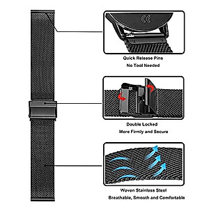 Wrist Strap Intended for Amazfit Bip 5/GTR 4/GTR 3/GTR 3 Pro/GTR 2/GTR 47mm Smart Watch Band, Replacement Metal Wrist Band for Amazfit Bip 5/GTR 4/GTR 3/GTR 3 Pro/GTR 2/GTR 47mm Smartwatch Stainless Steel Bracelet Adjustable Loop (Silver+Rose Gold)