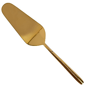 Koyal Wholesale Modern Cake Server Set - 2-Piece Gold Wedding Cake Cutter & Server With Handle