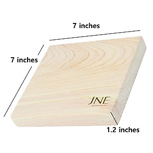JNE Natural Hinoki Cypress Wood Cutting Board, Cheese Board, Chopping Board, Serving Board for Wine, Crackers, Fruit. Housewarming, Wedding, Birthday gift. Trivet (Square-7x1.2)