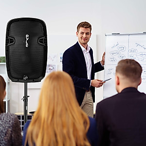 Pyle PPHP1299WU.5 Karaoke Portable PA Speaker System - 1000W Active Powered Wireless Bluetooth Compatible Outdoor Speaker W/Rechargeable Battery, Wheels, USB MP3 RCA, 2 UHF Microphone, Remote, Black