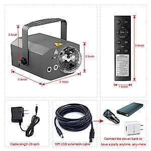 Dj Party Disco Ball Lights with Pattern and Sound Activated, 10 ft USB Cable, Laucnpty LED Stage Strobe Light That Sync with Music, Christmas Rave/Home Karaoke/Dance/Club Bar Lights for Parties