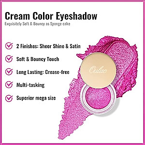 Oulac Hot Pink Glitter Eyeshadow Highly Pigmented Eye Shadow Waterproof & Long Lasting for Women with Moisturizing Smooth Formula. Multi-use for Highlighter, Shimmer Glitter Eye Makeup. Large Capacity 0.42 oz.(09)