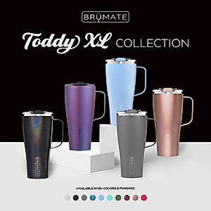 BrüMate Toddy XL - 32oz 100% Leak Proof Insulated Coffee Mug with Handle & Lid - Stainless Steel Coffee Travel Mug - Double Walled Coffee Cup (Glitter white)
