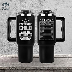 Vivulla68 Father's Day Gift from Daughter or Son - My Favorite Child Gave Me This Cup | Funny Dad Tumbler 40oz with Lid & Straw | Cute Papa Coffee Mug | Insulated Travel Cup for Dad