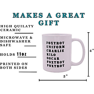 Rogue River Tactical Funny Coffee Mug Military Alphabet Novelty Cup Great Gift Idea For Military Veteran