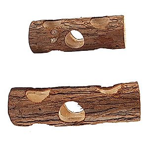 POPETPOP Rabbit Toys Rabbit Toys Rabbit Toys 2pcs Natural Wooden Hamster Tunnel Tube Toy Forest Hollow Tree Trunk (15cm+20cm) Rabbit Toy Teething Toys Bunny Toys