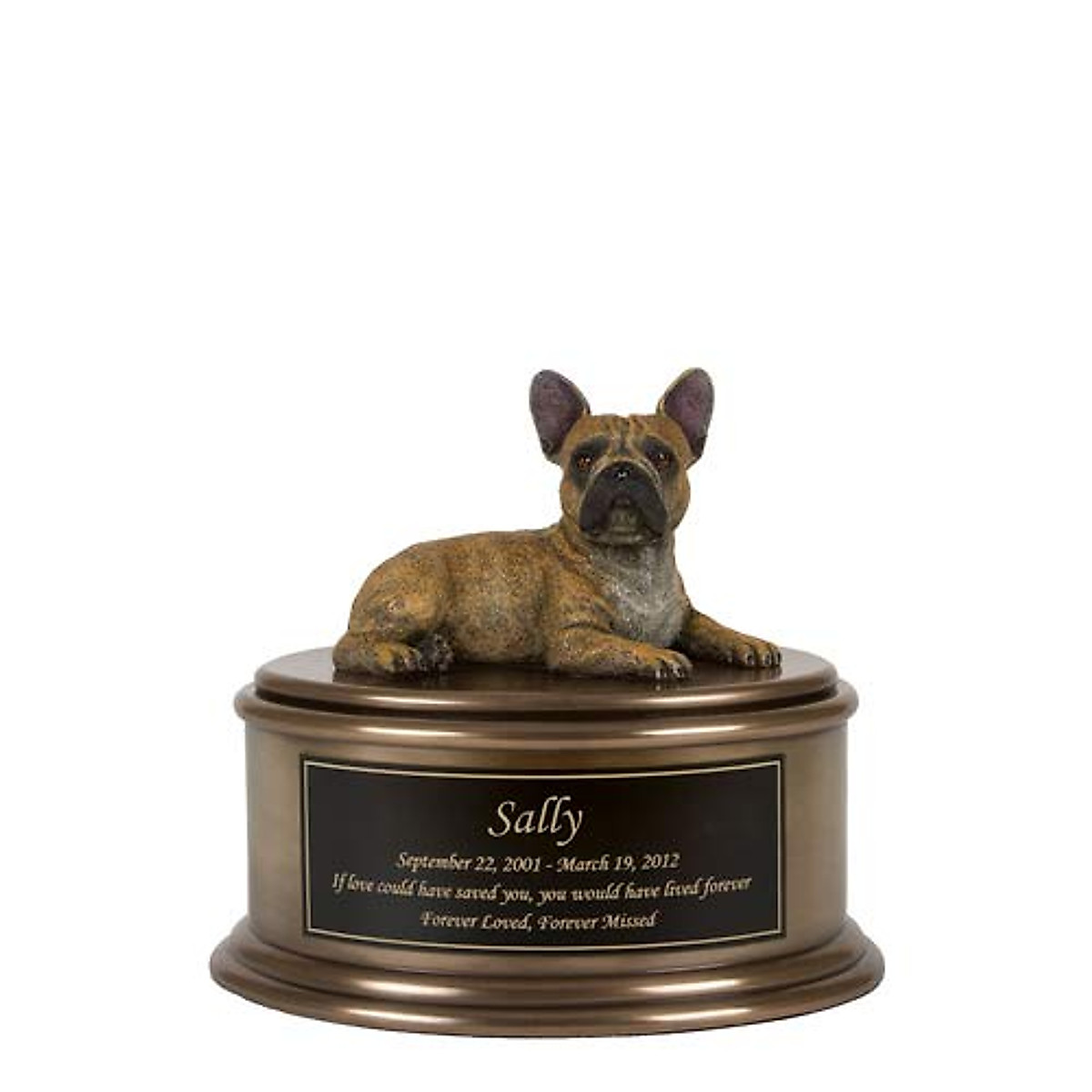 Perfect Memorials French Bulldog Custom Engraved Figurine Cremation Urn (55 Cu/in) - Dog Urn Keepsake for Ashes/Display at Home/Personalized Plaque/A Beautiful Tribute to Your Lost Pet