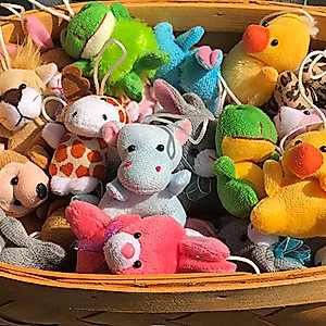 Axbotoy 48 Pieces Mini Plush Animals Toys Set, Small Stuffed Animal Keychain Set for Valentine Gift,Easter Egg Filter,Carnival Prizes, Classroom Rewards, Goody Bags Filler,Party Favors
