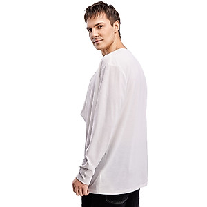 WDIRARA Men's Cowl Neck Draped Long Sleeve T Shirt Top Party Club Tops White S