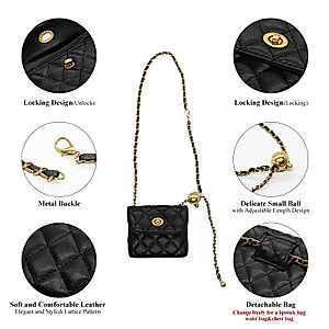 YAMEIZE PU Leather Chain Belt Bag for Women - Crossbody Waist Bag Fanny Pack Detachable Belt Chain Women Evening Mini Handbag