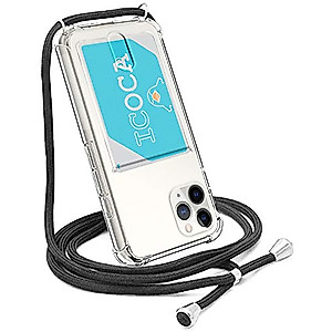 YESPURE Crossbody Case for iPhone 11 Pro Max with Card Holder, Clear TPU Soft Case with Neck Cord Lanyard Strap-Clear and Card Holder for iPhone 11 Pro Max 6.5"