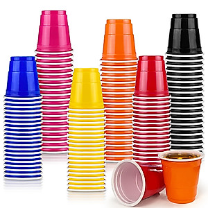 TOSPARTY 120Pcs 2oz Mini Disposable Plastic Cups Mini Multicolor Party Cups Small Plastic Cups Multicolor Party Cups for Tastings Sample Birthday Wedding Graduation Party Supplies