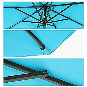 SONGMICS Patio Umbrella, 9 ft Outdoor Table Umbrella, 8 Ribs, UPF 50+, Tilt and Crank, Base Not Included, for Deck, Patio, Garden, Pool, Lake Blue UGPU09JU