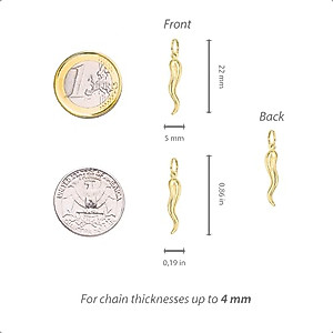 Lucchetta 14K Italian Gold Horn Pendant Hollow for Him and Her | Suitable for Gifting Handmade in Italy | Hypoallergenic Made to Last | Fits Perfectly up to 4mm Necklace