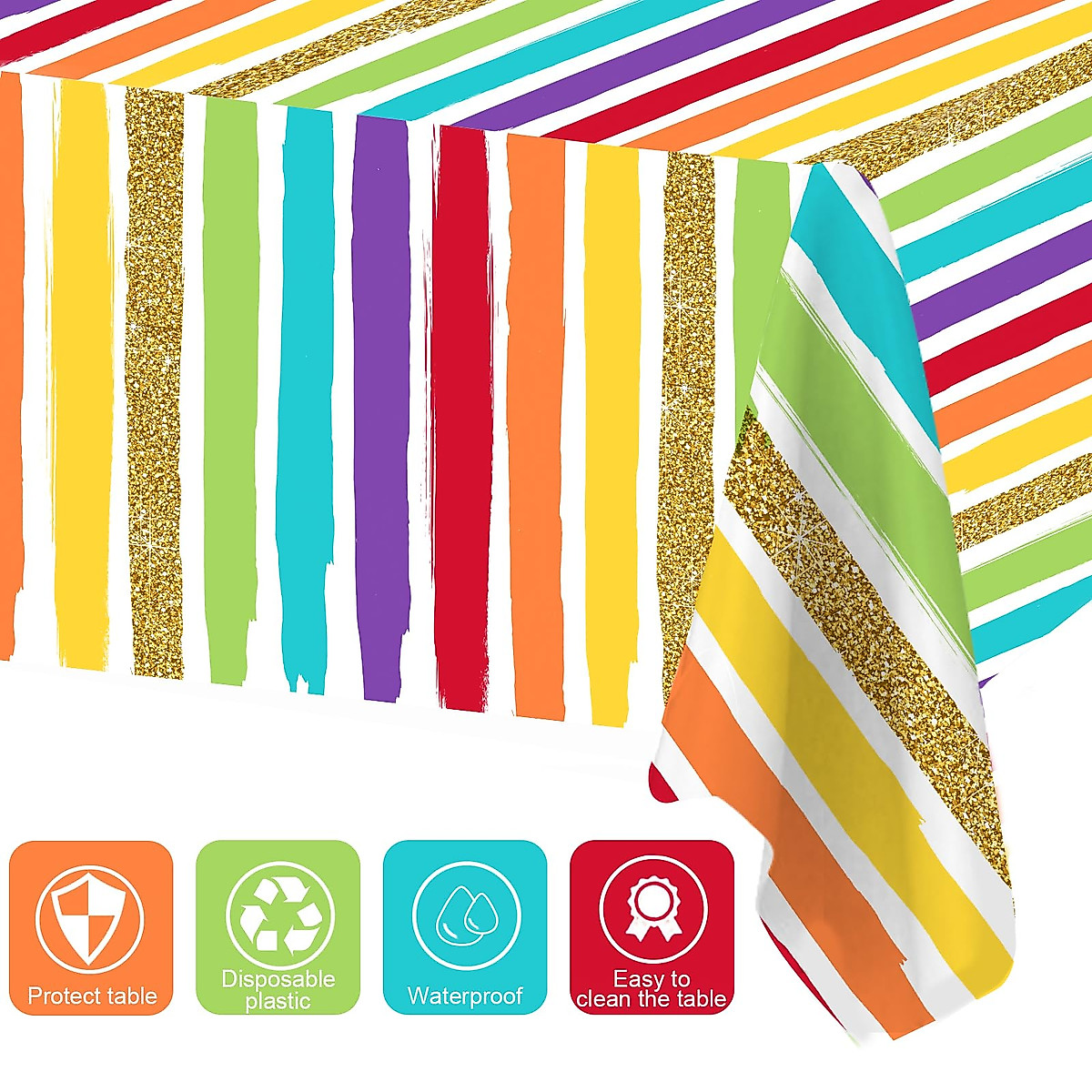 Rainbow Party Supplies, Happy Birthday Decorations for Girls & Boys -169pcs Rainbow Party Tableware Set Include 9" and 7" Party Plates and Napkins Cups Utensils with Tablecloth for 24 Guests