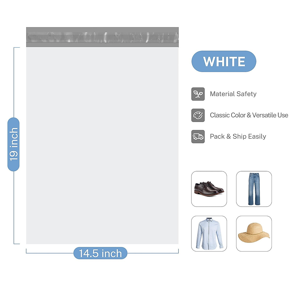 Metronic White Poly Mailers 14.5x19 Large Poly Mailers 100 Pack Self-Seal Shipping Bags, Packaging Bags, Shipping Envelopes, Packaging for Small Business, Boutique, Clothing