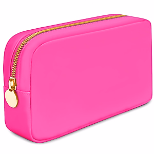 DANCOUR Small Makeup Bag, Small Makeup Pouch, Preppy Makeup Bag, Nylon Makeup Bag, Makeup Bag Purse, Preppy Bag, Cute Makeup Bag, Small Cosmetic Bag, DIY Stuff Bag, Hot Pink Makeup Bag